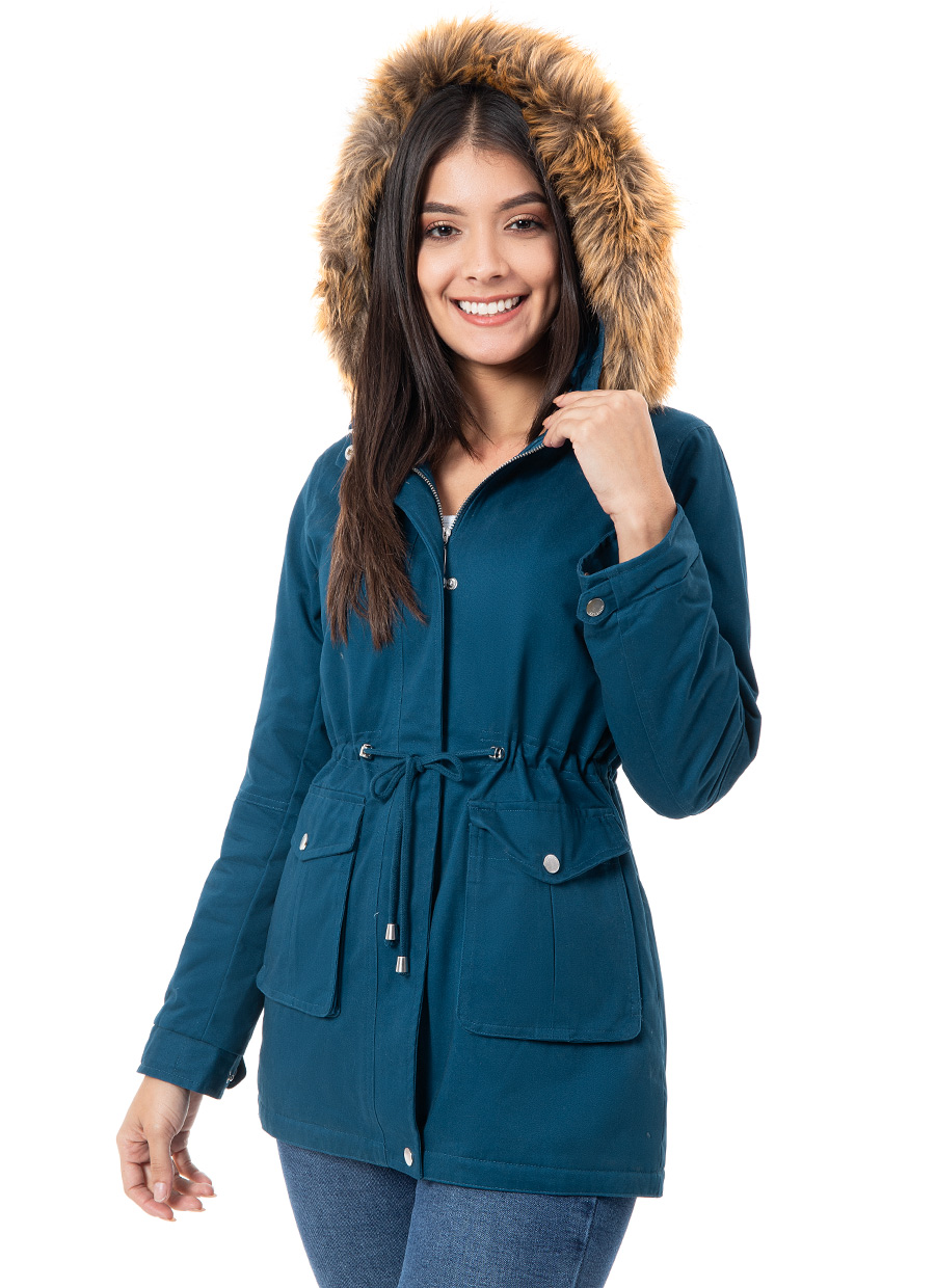 Casaca Parka Twill Color C/Cap C/F Ailann Navy | Squeeze