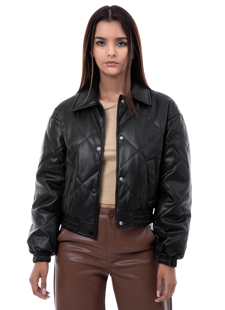 Casaca Puffer Pu C/F Harpher Negro | Squeeze