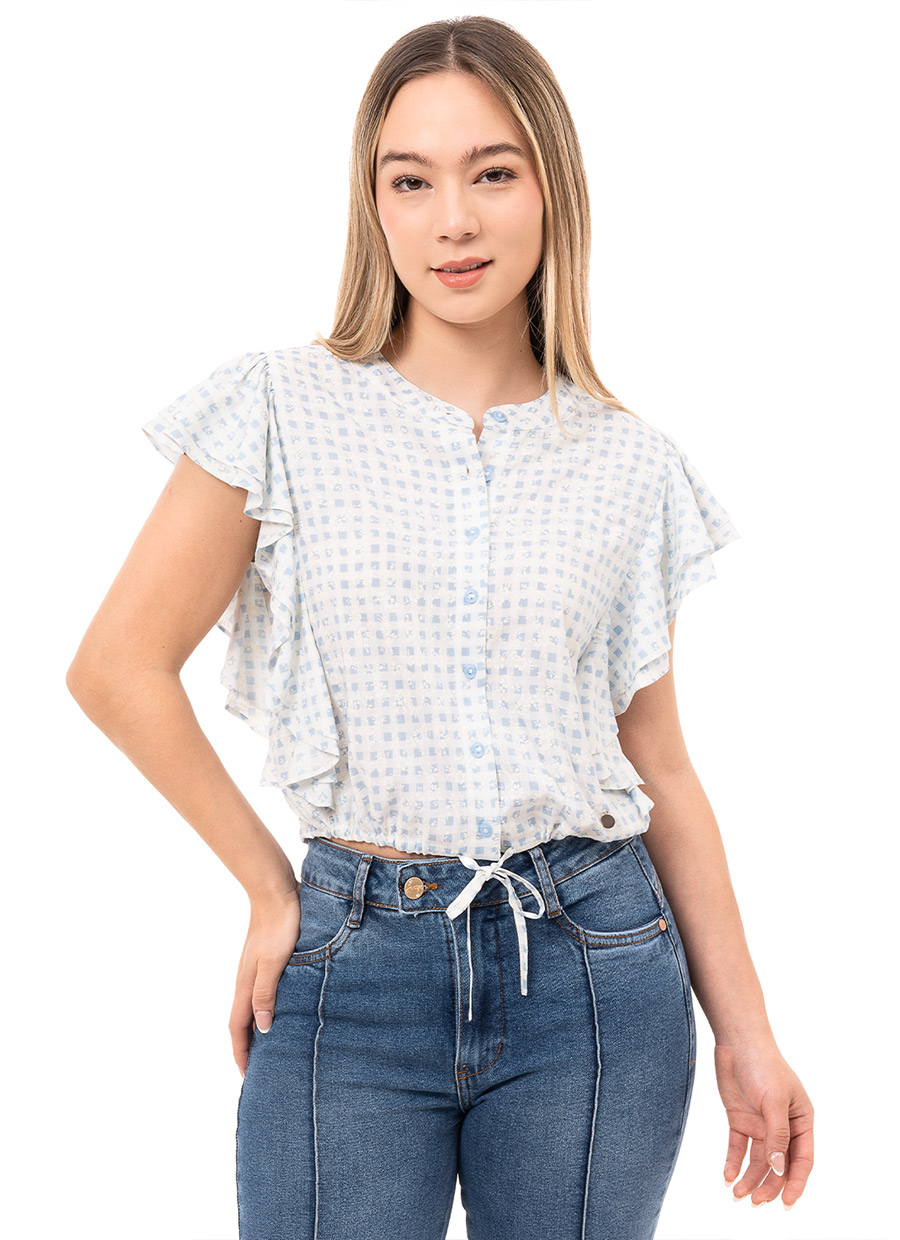 Blusa Cuadros M/C Heiza Sky | Squeeze