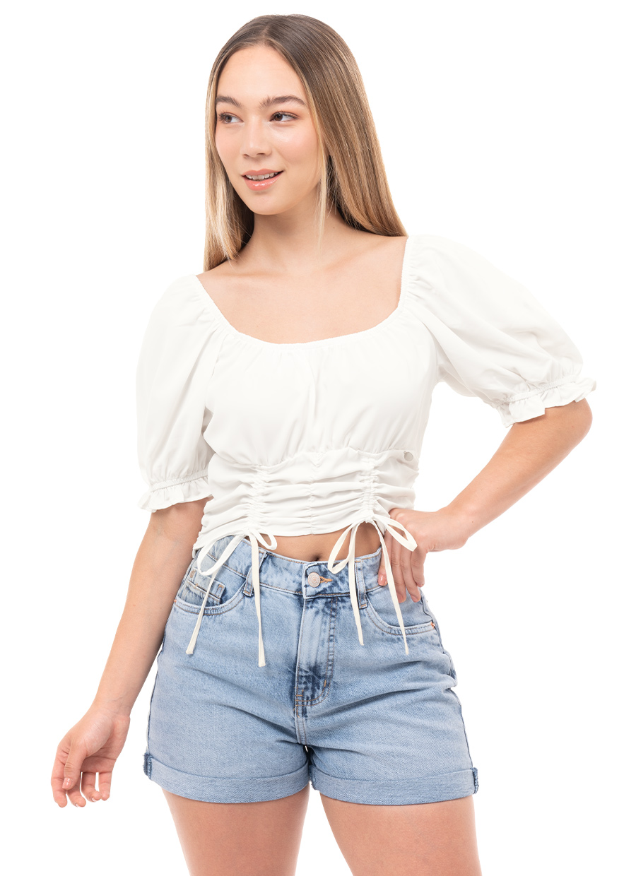 Blusa Seda Francesa M/C Hylena Ivory | Squeeze