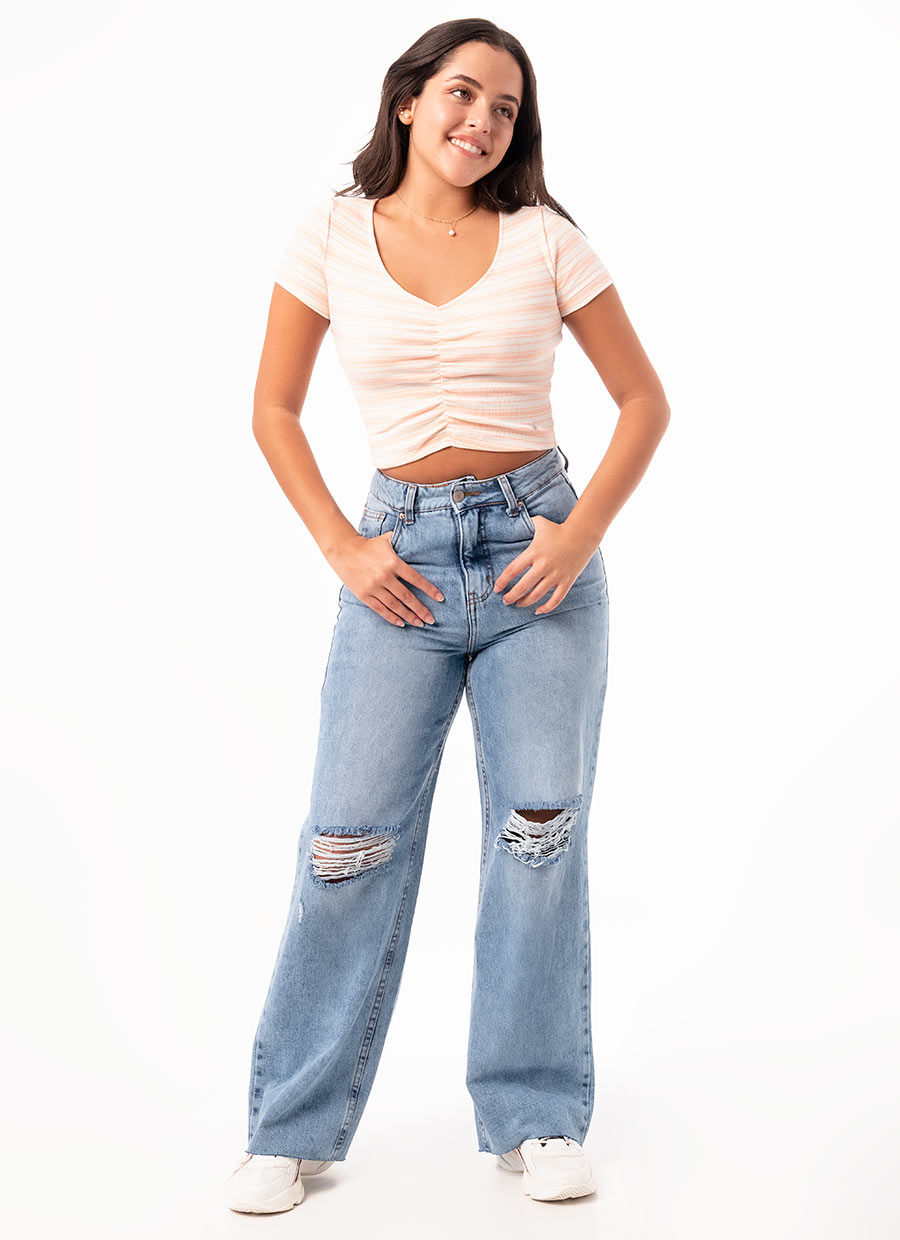 Pantalon Denim Ring (Wide Leg) Frayd Total Bleach Dstyr | Squeeze