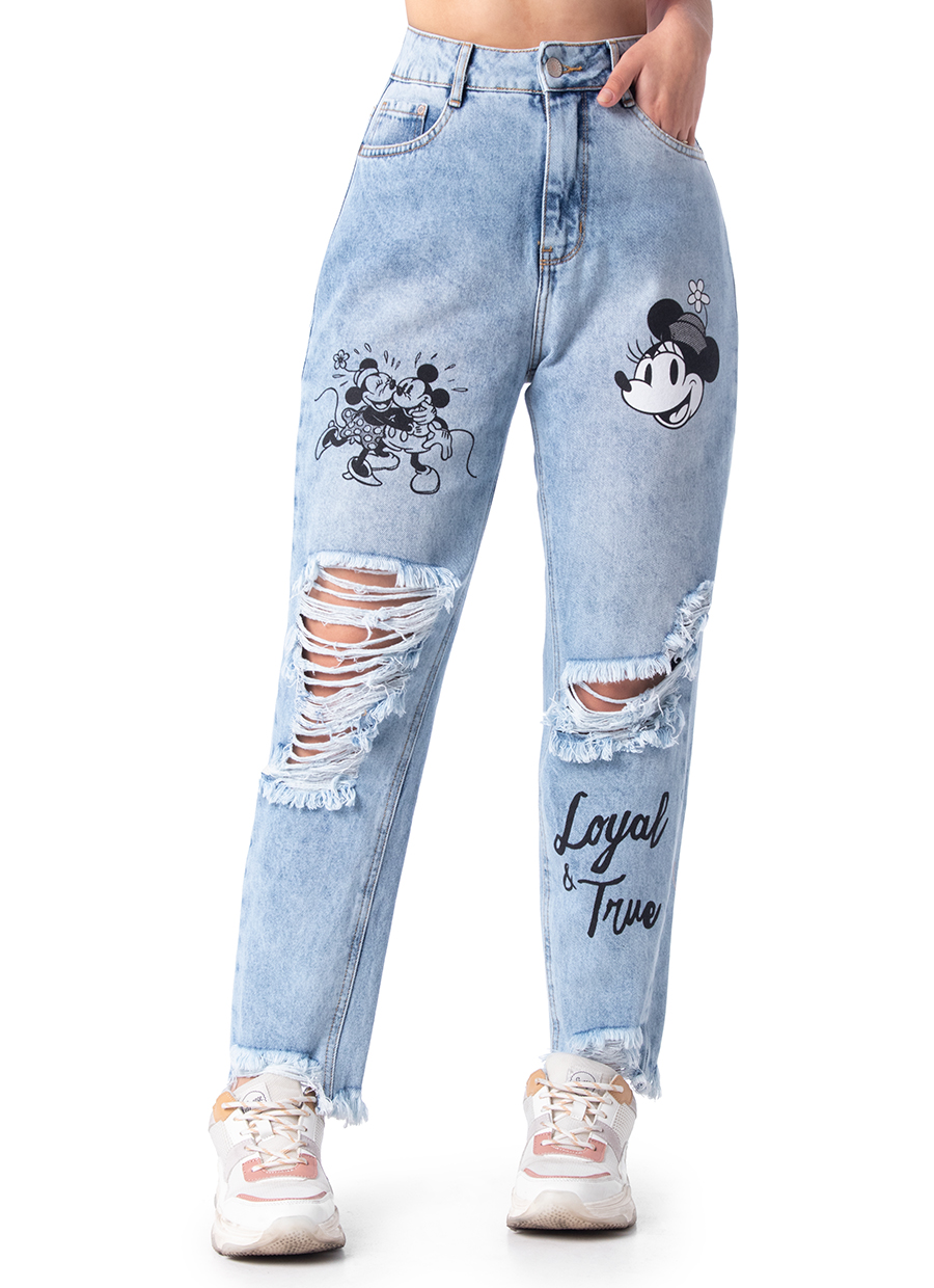 Pantalon Momfit Denim Ring T.Alt Olesia_mickey T. Sky Full Dstyr | Squeeze