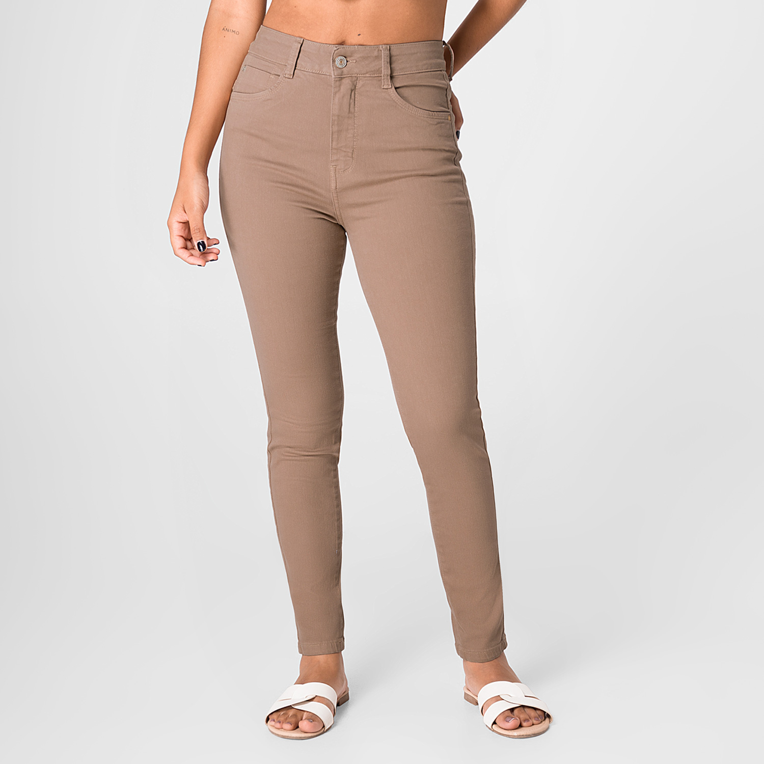 Pantalon Twill Color Stch. Hgh.Rs/Skn Ingrid Colors Cocoa | Squeeze