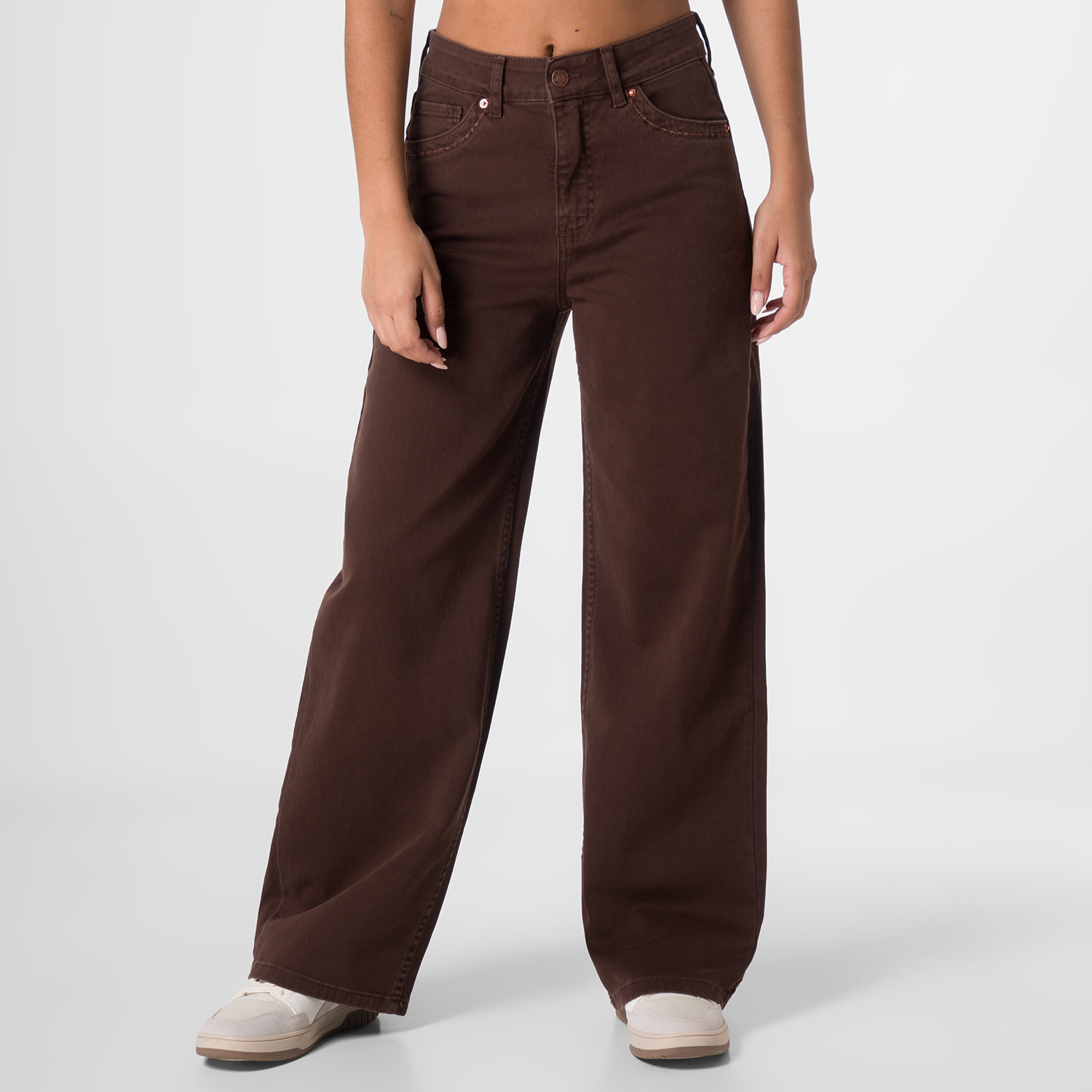 Pantalon Twill Color Stch. (Wide Leg) Saoki Cocoa | Squeeze
