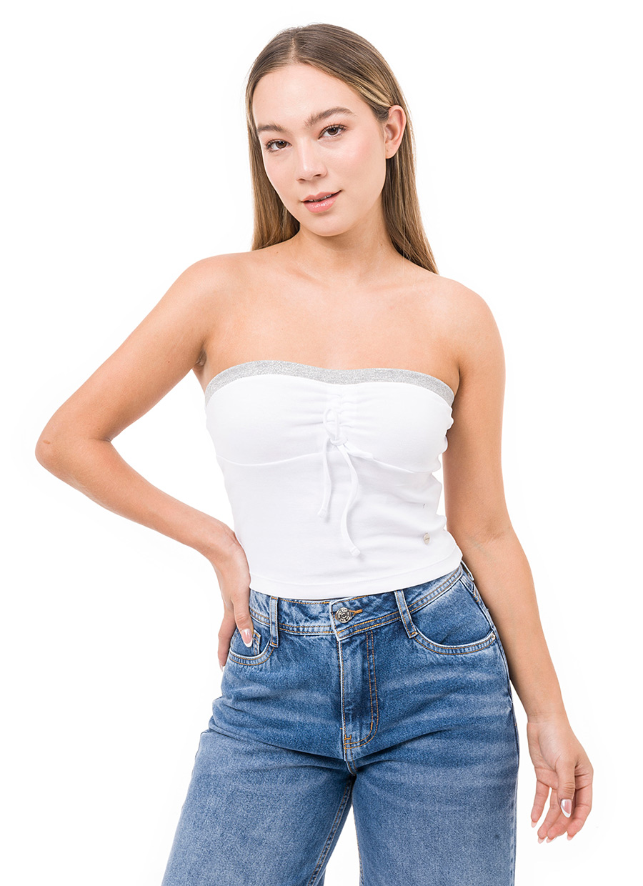 Strapless Rib Lycrado Vrilli-S Blanco | Squeeze