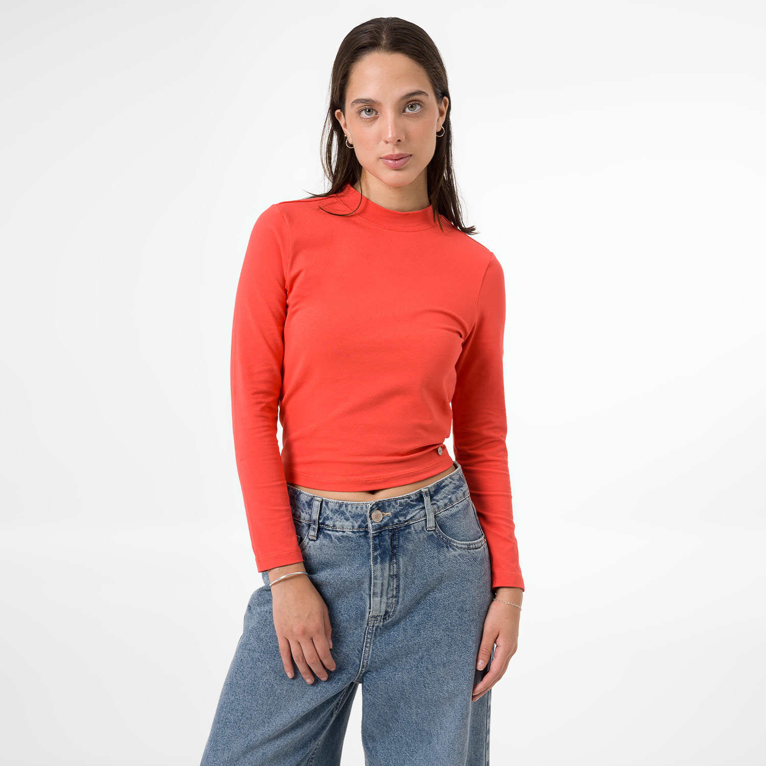Polo Cropp Jersey Full Lycra M/L Zofhia Rojo Coral | Squeeze