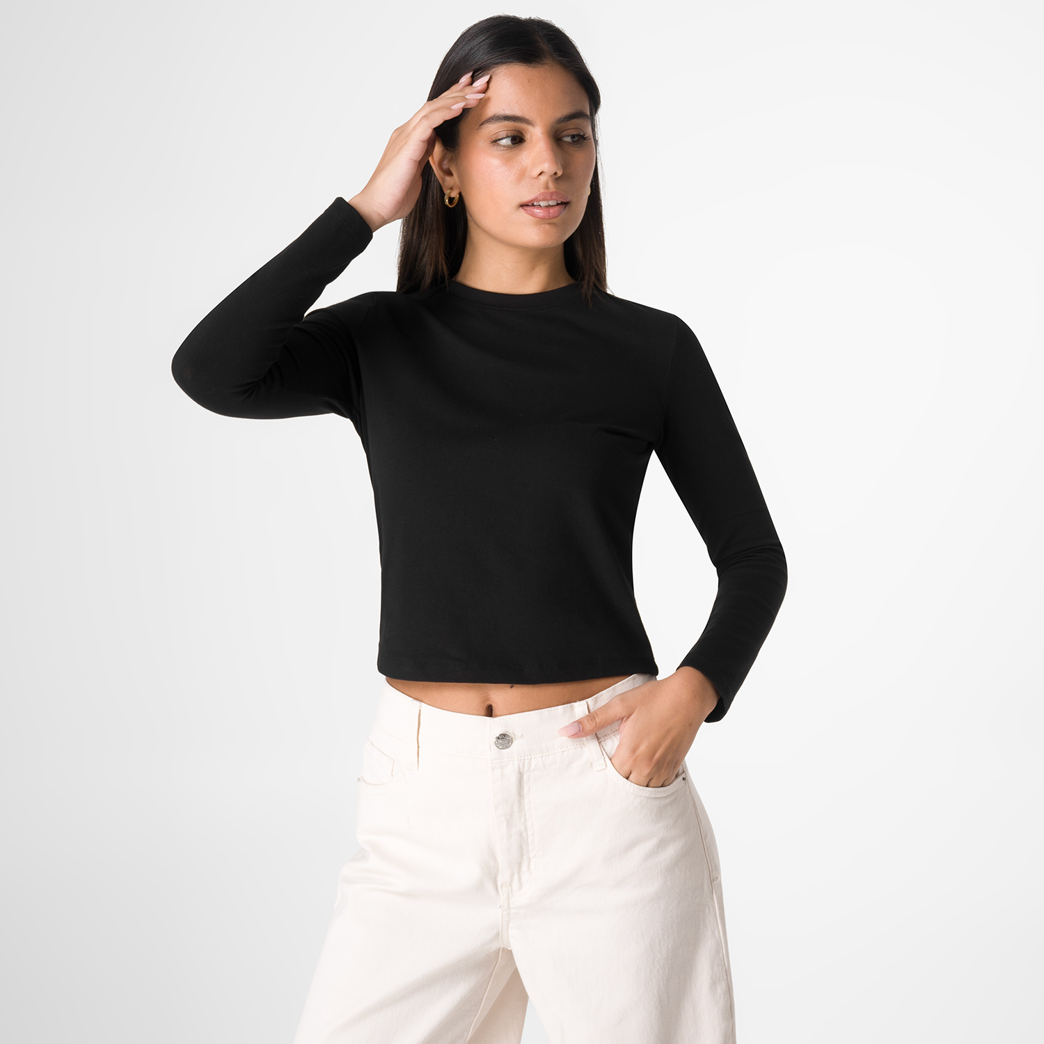 Polo Cropp Jersey Full Lycra M/L Loara Solido Negro | Squeeze