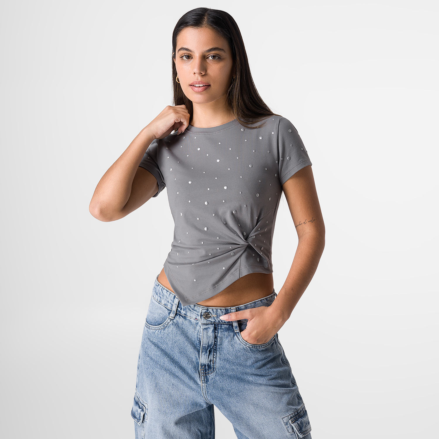 Polo Cropp Jersey Full Lycra M/C Yanitza Steall Gray | Squeeze