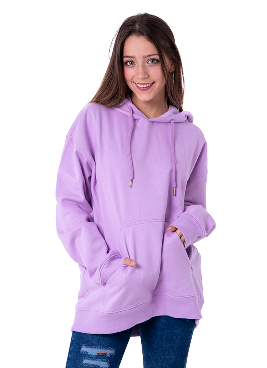 Polera Oversize Franela C/Cap Greynhi Lila | Squeeze