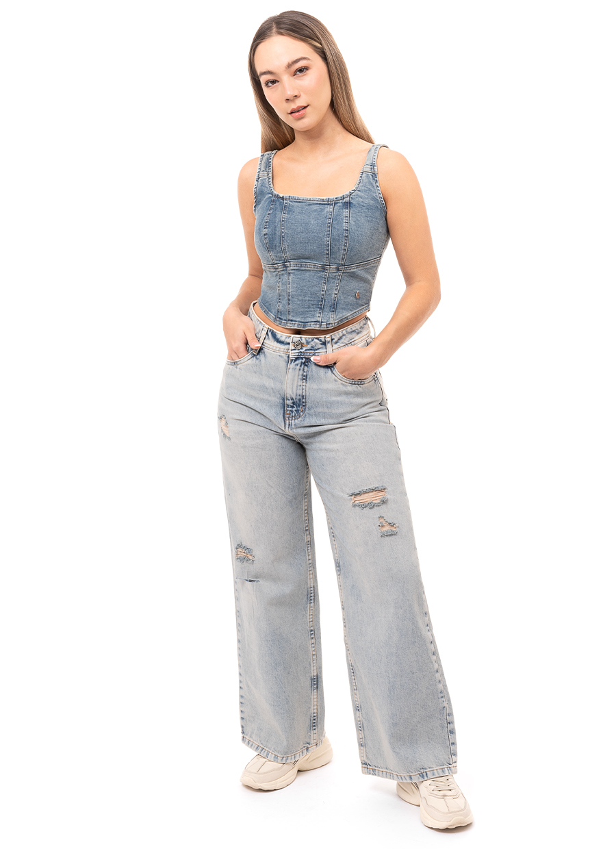 Pantalon Denim Ring (Wide Leg) Stacia T. Sky Orange Dstyr | Squeeze